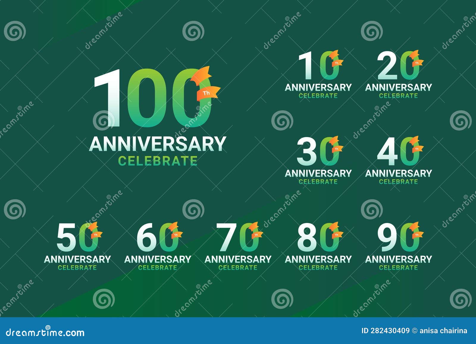 Anniversary Set Number Ribbon Design Stock Vector - Illustration of ...