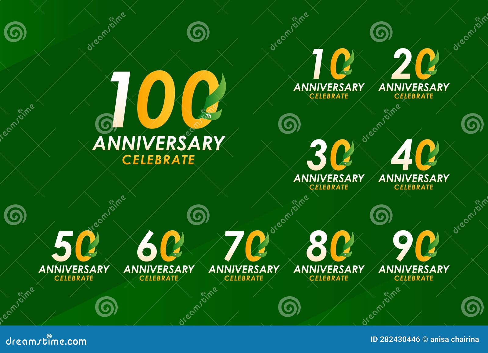 Anniversary Set Number Ribbon Design Stock Vector - Illustration of ...