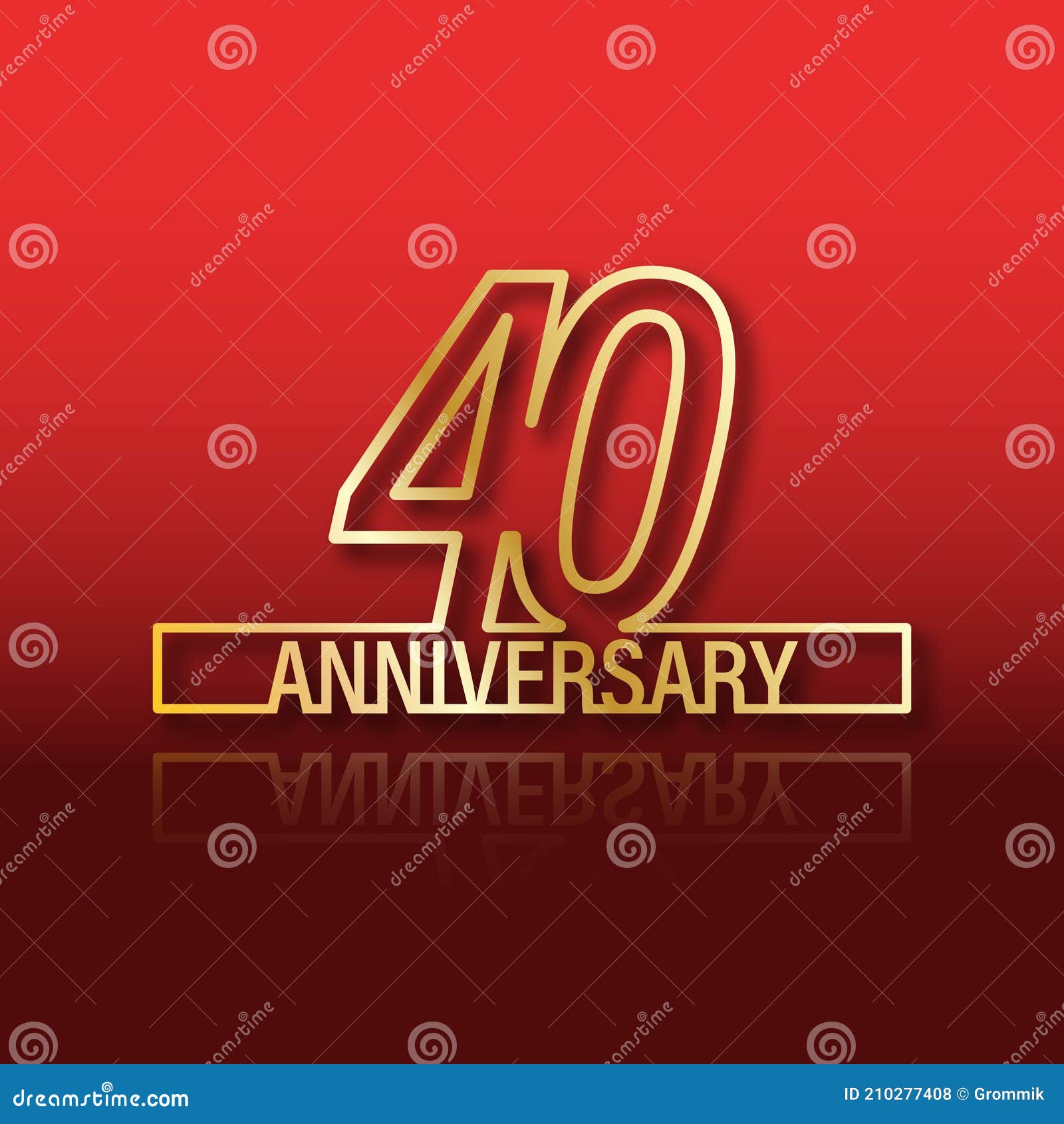 50 Anniversary. Stylized Gold Lettering With Reflection On A Red ...