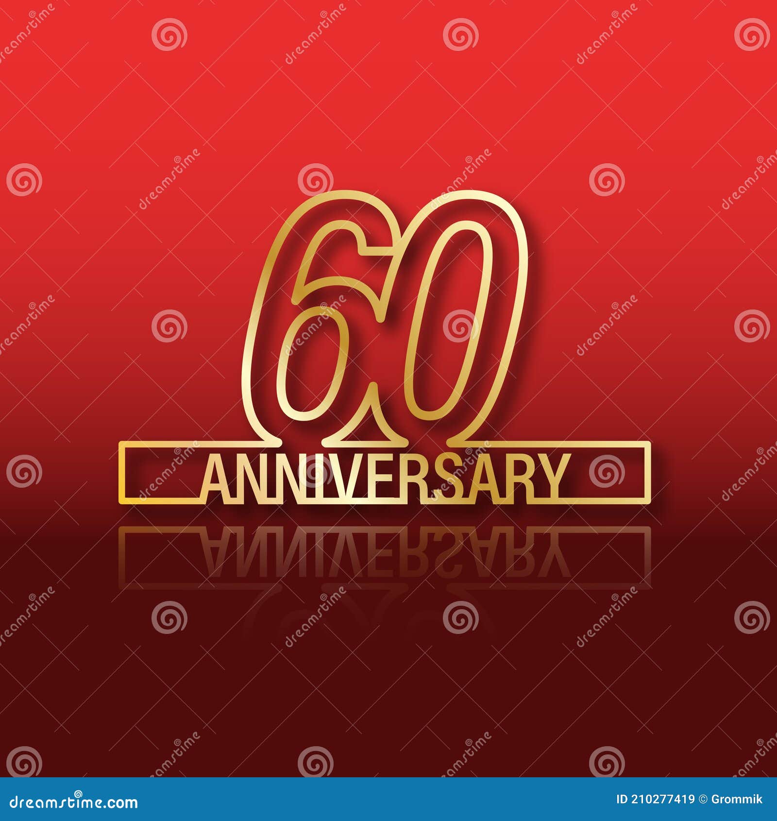 50 Anniversary. Stylized Gold Lettering With Reflection On A Red ...