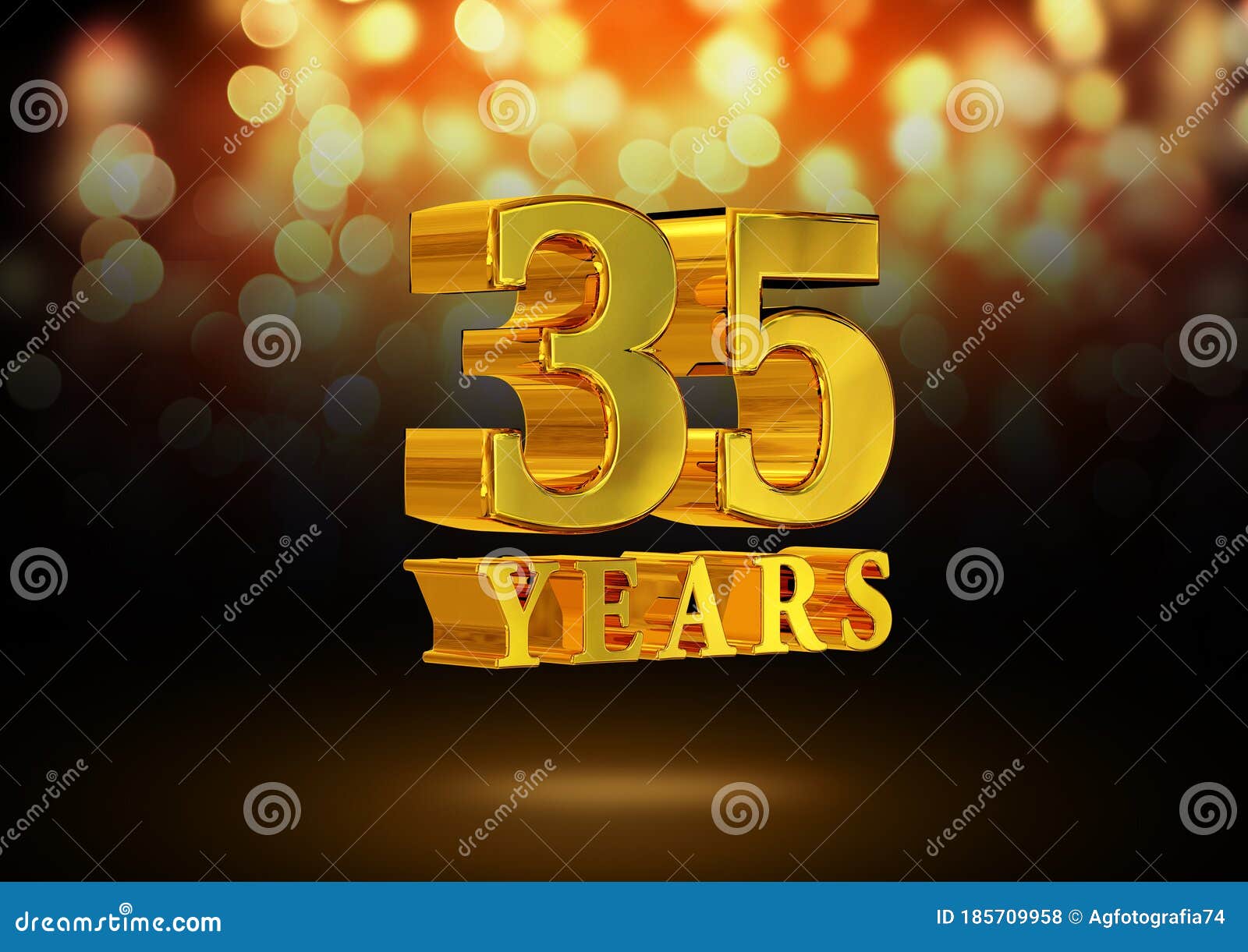 Anniversary 35 Years Gold 3D Isolated on an Elegant Bokeh Background ...