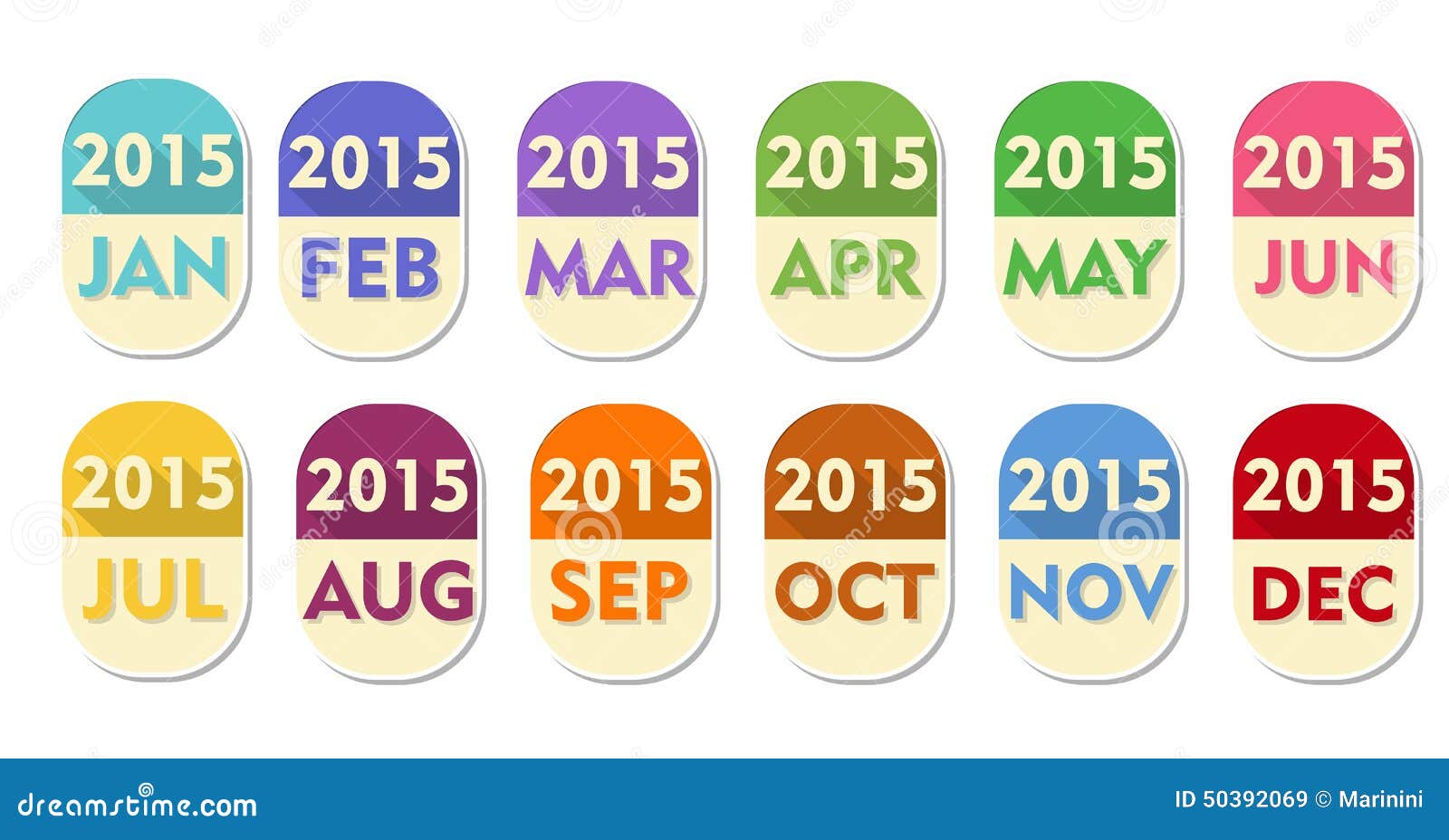 Anno 2015 Con Dodici Mesi Di Etichette Illustrazione di Stock ...