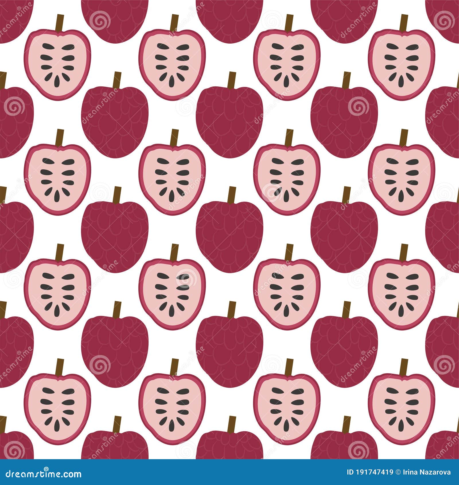 Annona, Red Custard Apple. Seamless Patterns Stock Vector ...