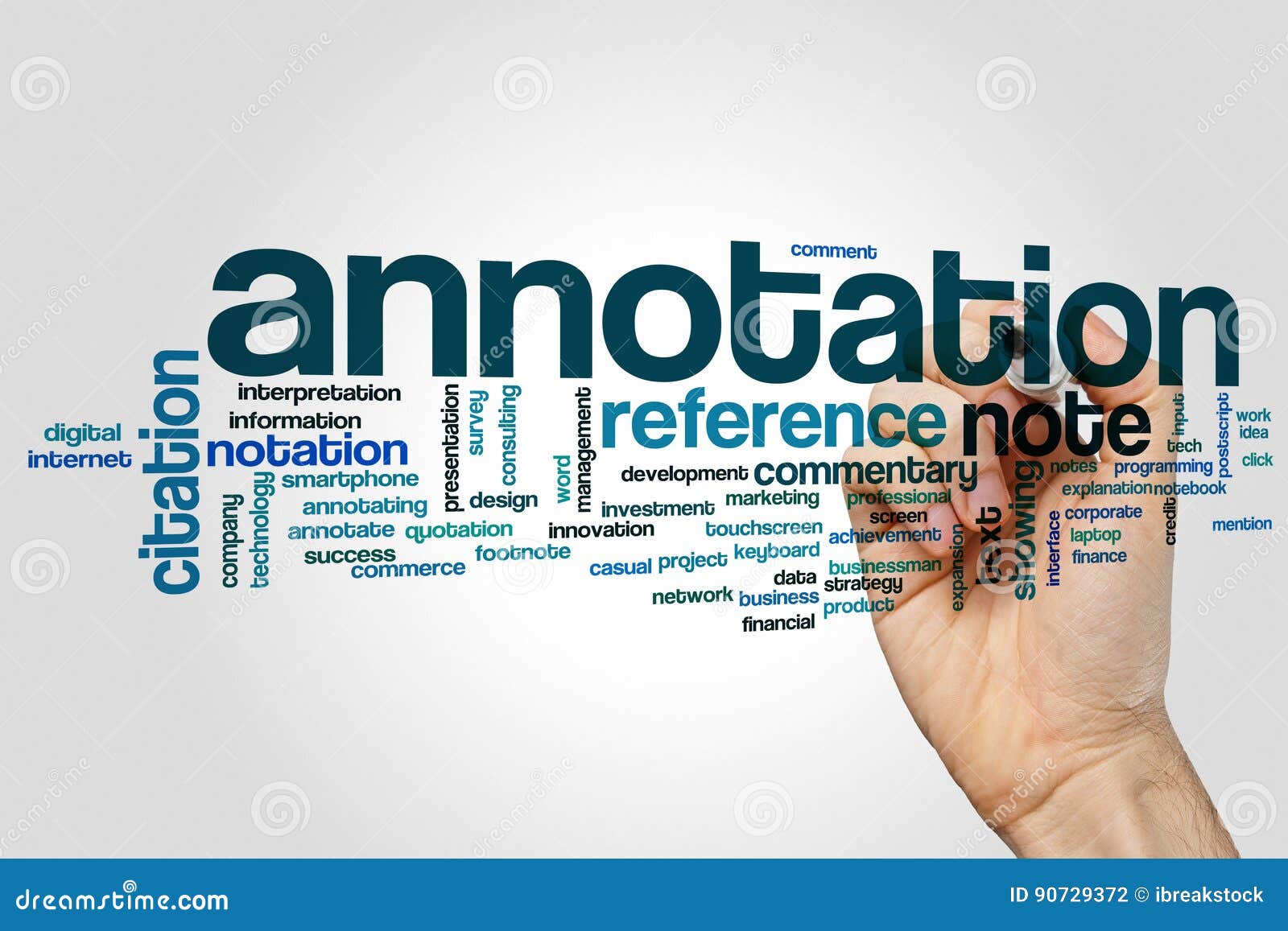 Annotation Word Cloud Concept on Grey Background Stock Photo - Image of ...