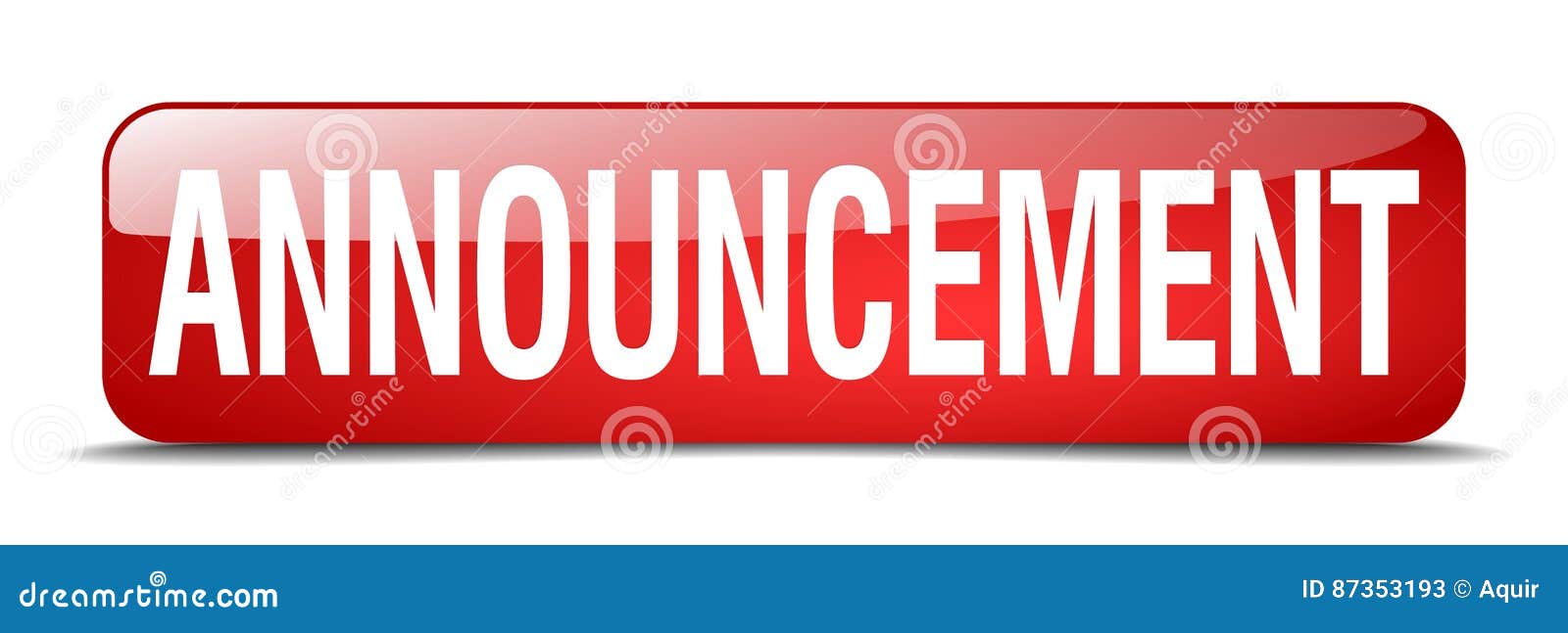 Announcement Red Square Isolated Web Button Stock Vector - Illustration ...