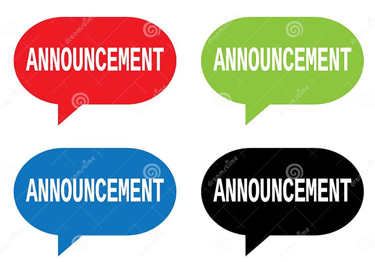 ANNOUNCEMENT Text, on Rectangle Speech Bubble Sign. Stock Illustration ...