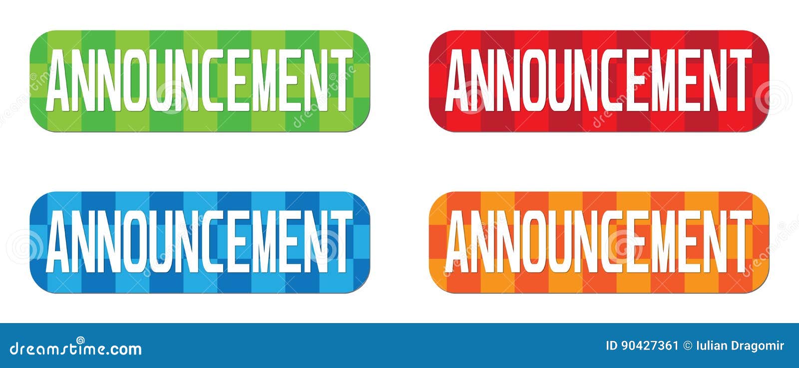 ANNOUNCEMENT Text, on Rectangle, Zig Zag Pattern Stamp Sign. Stock ...