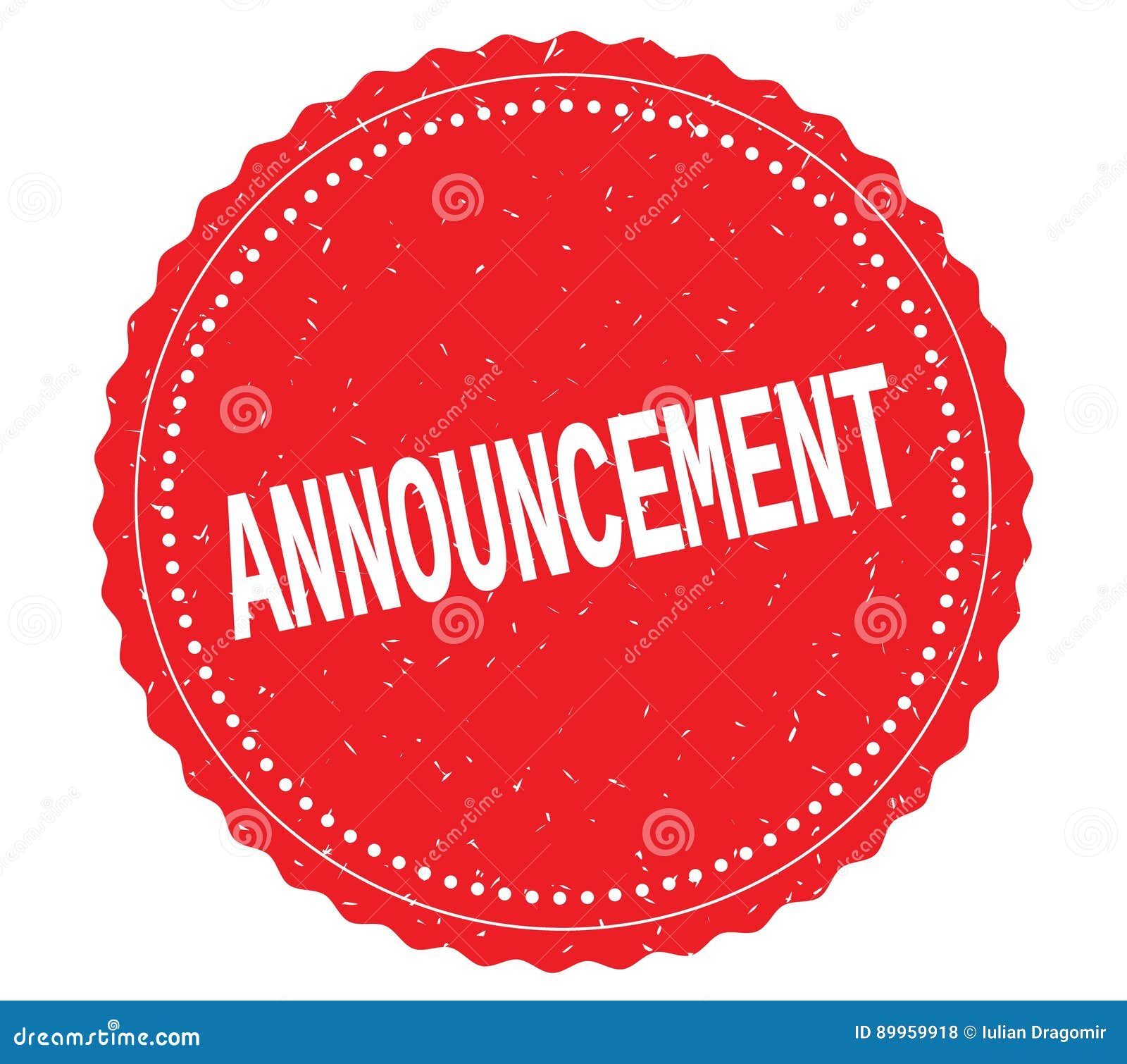 ANNOUNCEMENT Text, on Red Sticker Stamp. Stock Illustration ...