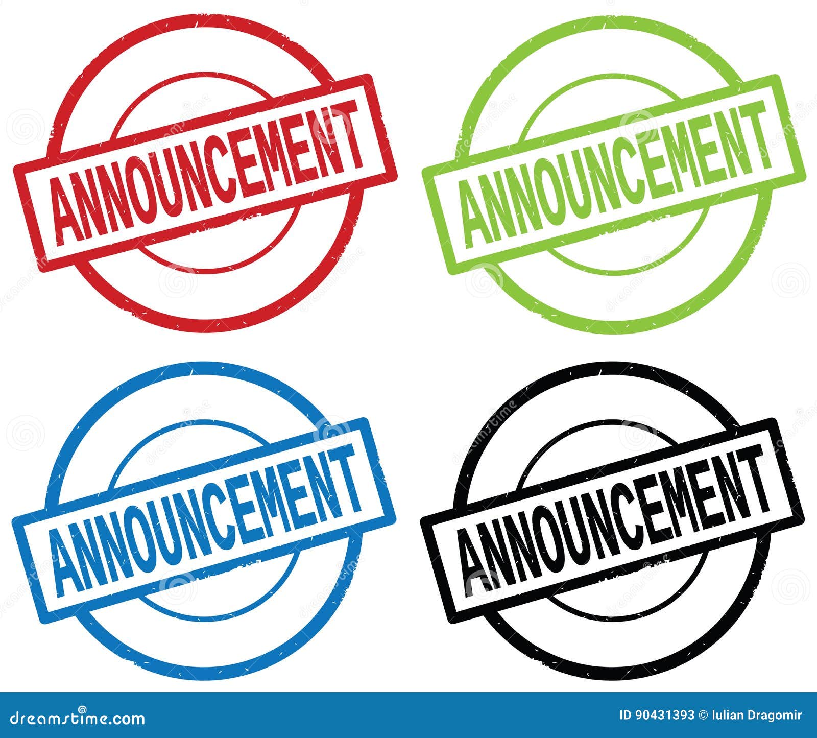 ANNOUNCEMENT Text, on Round Simple Stamp Sign. Stock Illustration ...