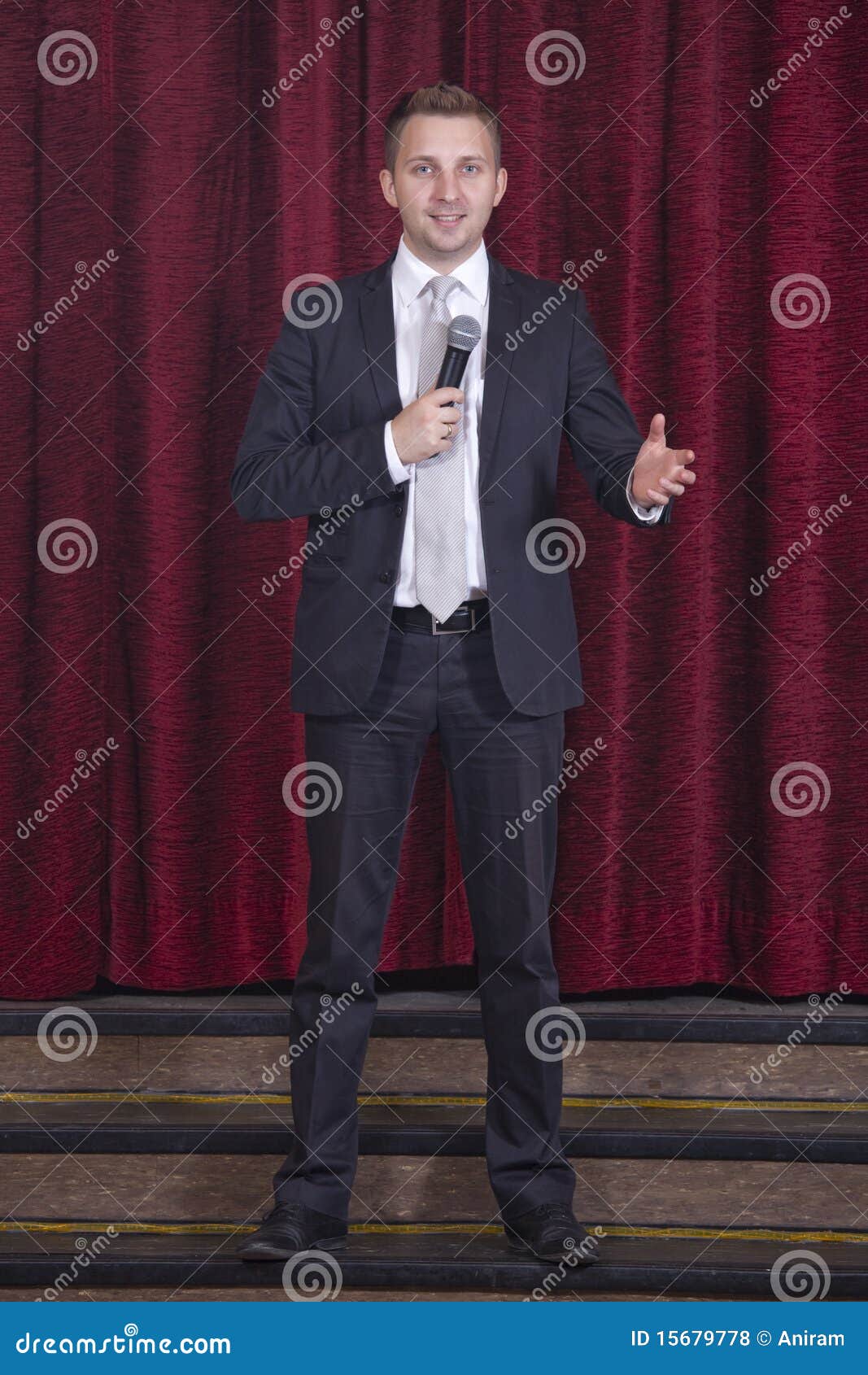 Announcer on stage stock photo. Image of scene, acting - 15679778