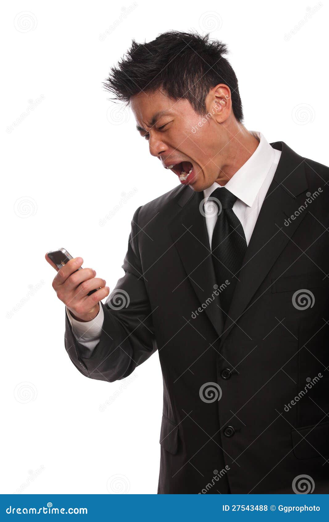 Annoyed Asian Man Yelling at His Phone Stock Photo - Image of japanese ...