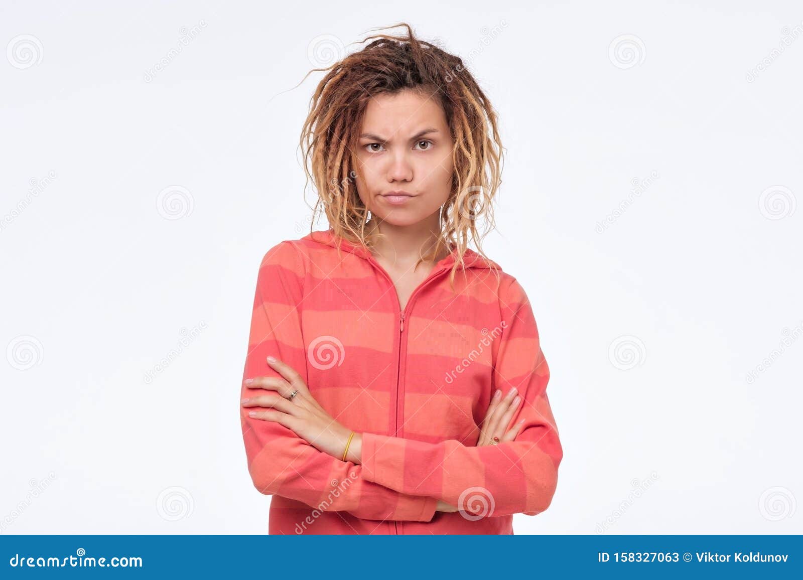 Annoyed Blond Woman with Crossed Arms Isolated on White Stock Image ... Annoyed Blond Woman with Crossed Arms Isolated on White Stock Image ...