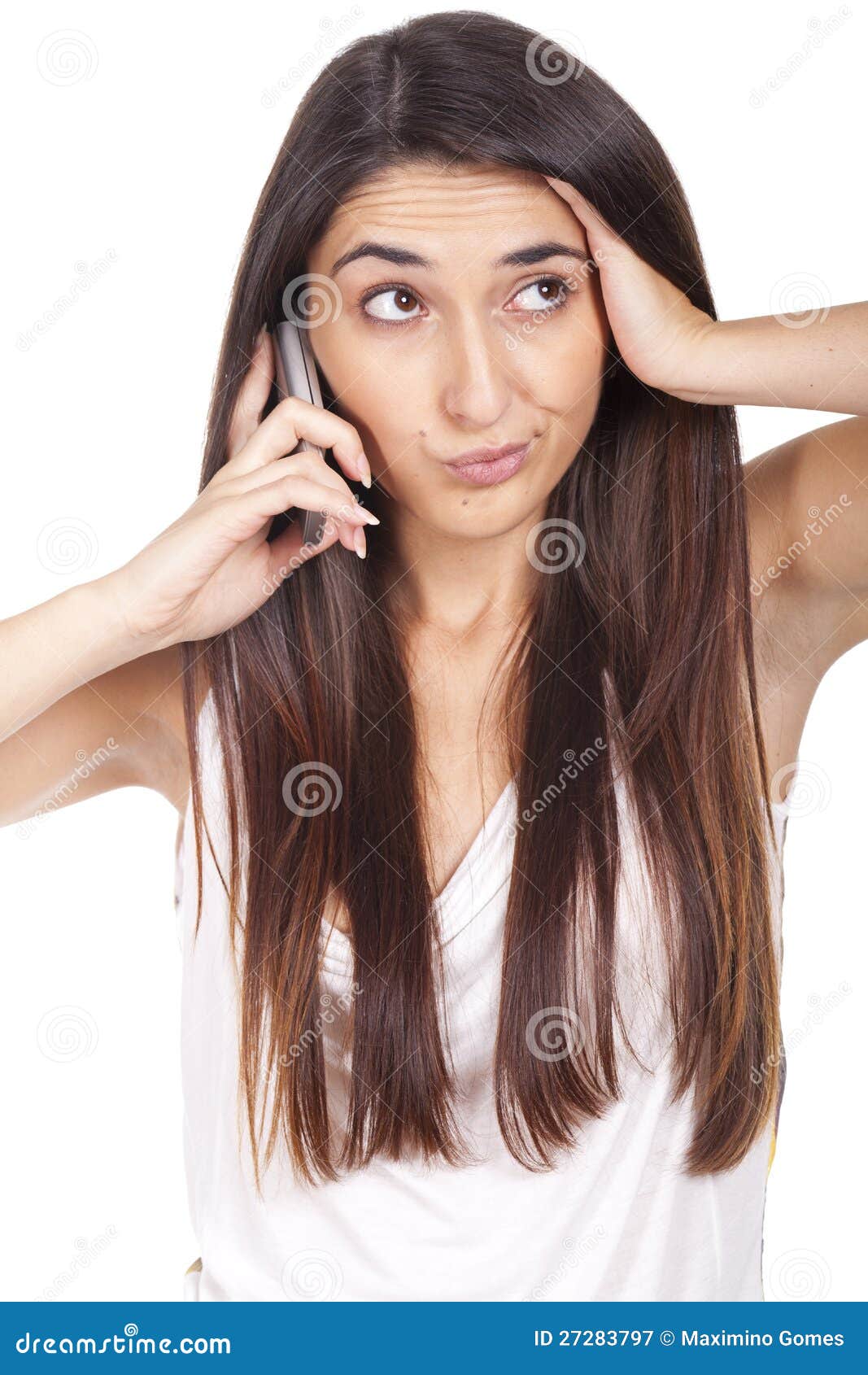 An Annoyed and Disappointed Woman on the Phone Stock Image - Image of ...