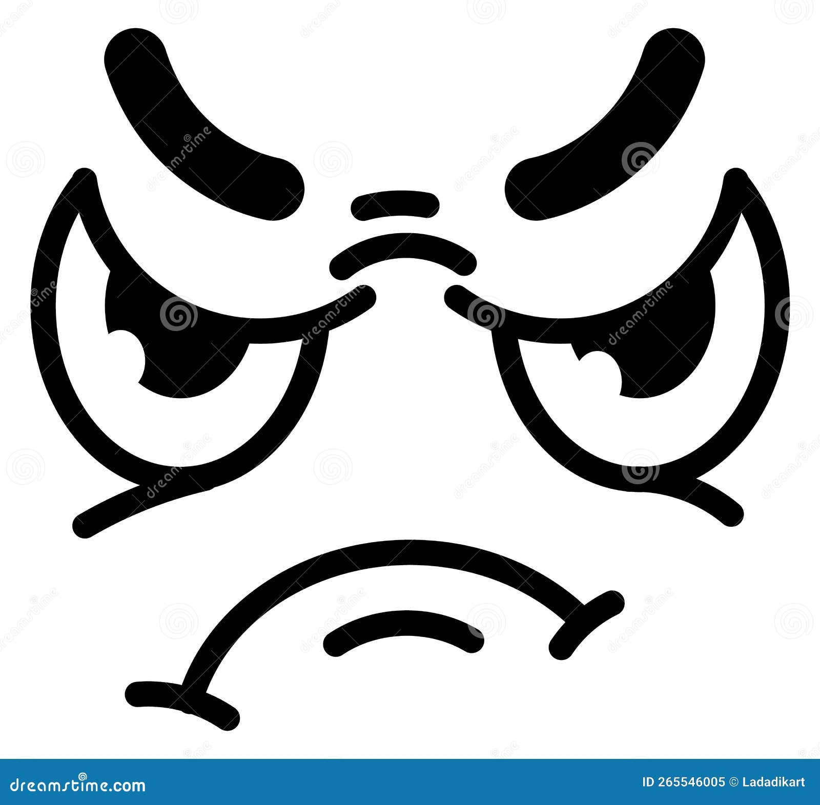Annoyed Face with Grumpy Expression in Cartoon Doodle Style Stock ...