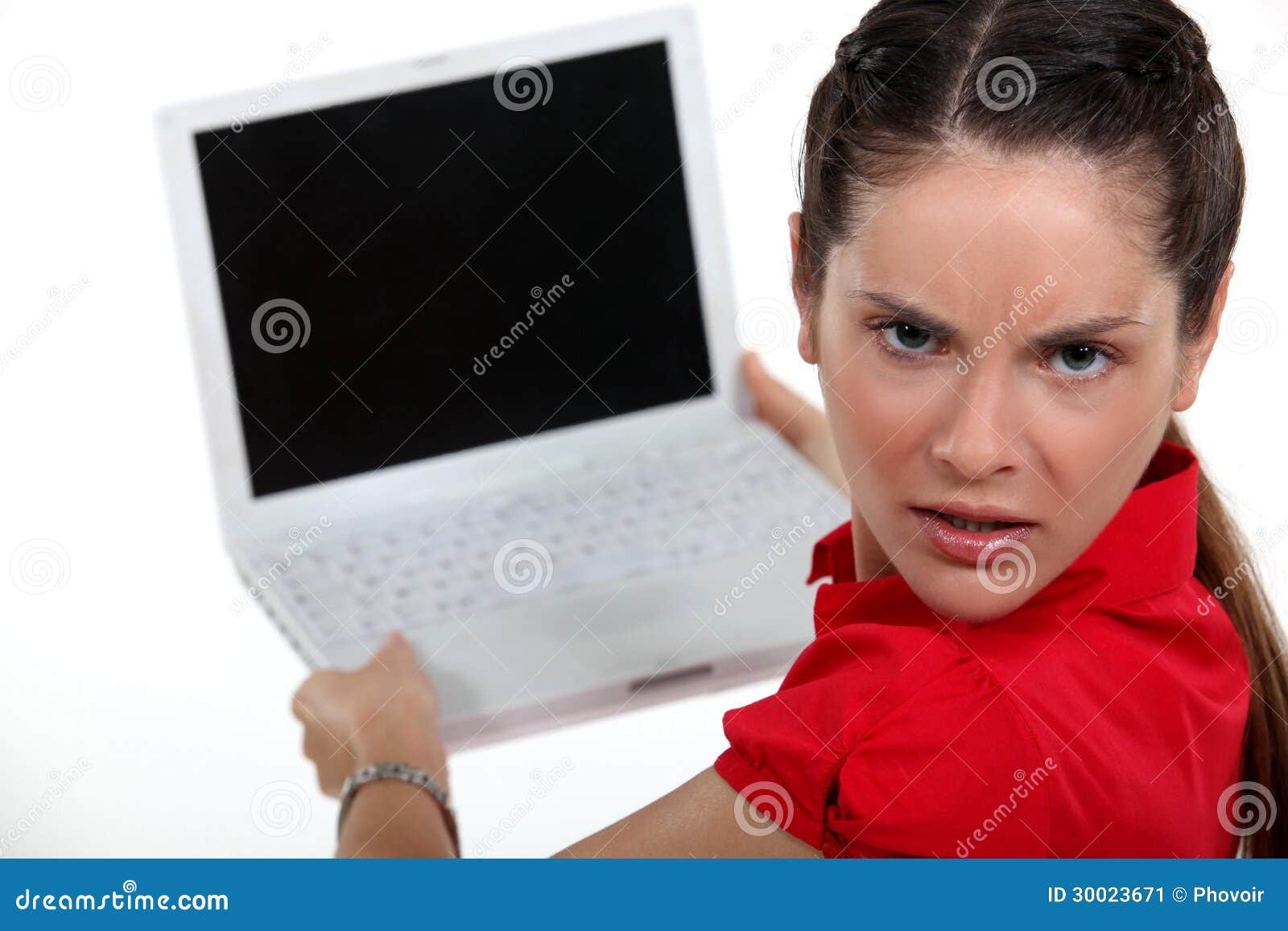 Annoyed Woman with a Laptop Stock Image - Image of feminine, hair: 30023671