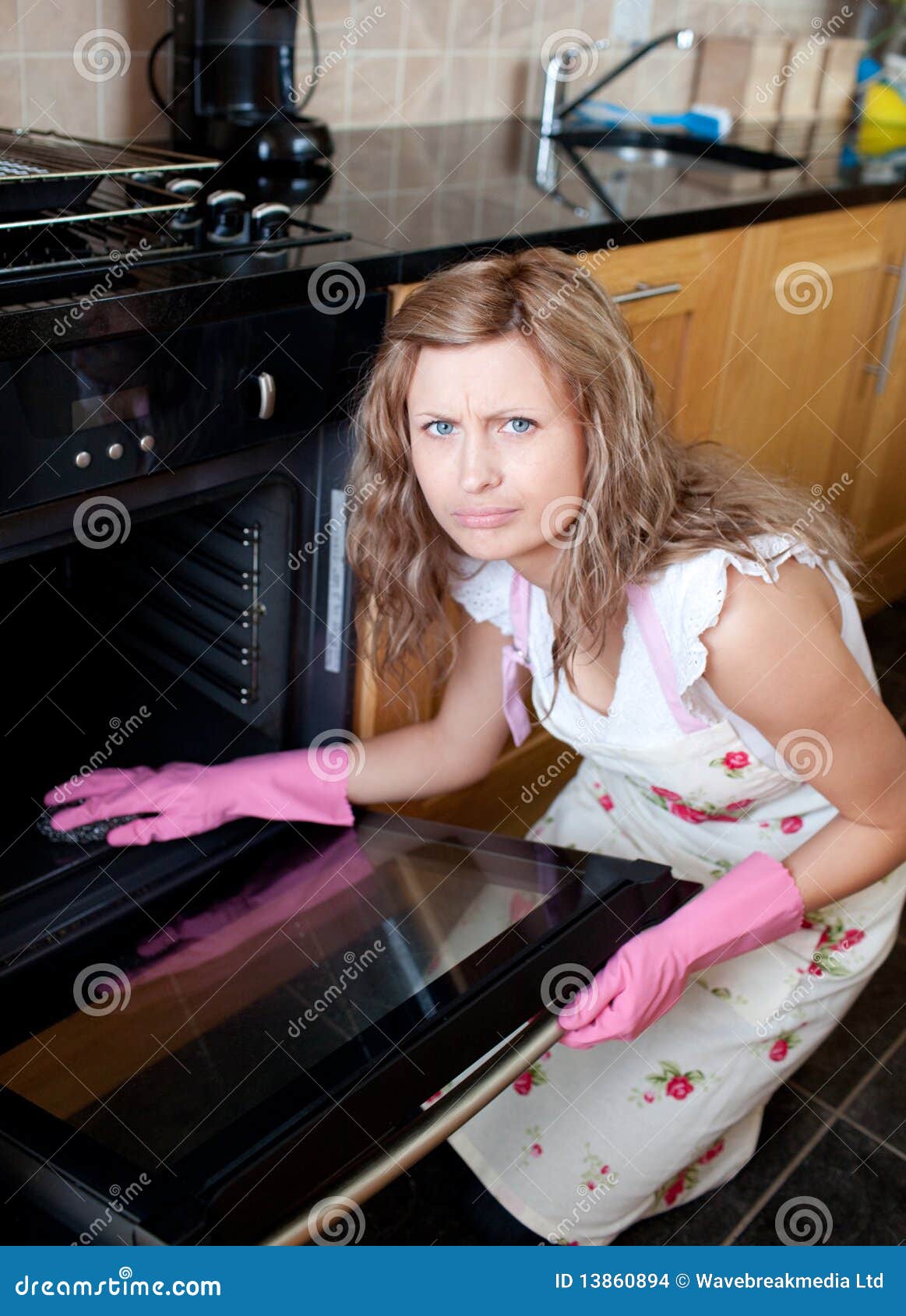 Annoyed Woman Cleaning the Oven Stock Photo - Image of oven, detergent ...