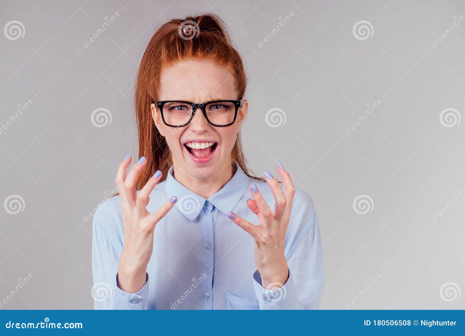 Annoying Redhaired Ginger Woman Feeling Irritation and Anger Studio ...