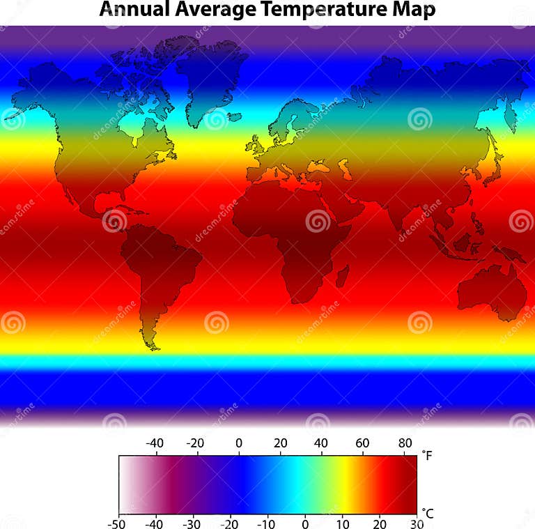 Annual Average Temperature Map Stock Vector - Illustration of solar ...