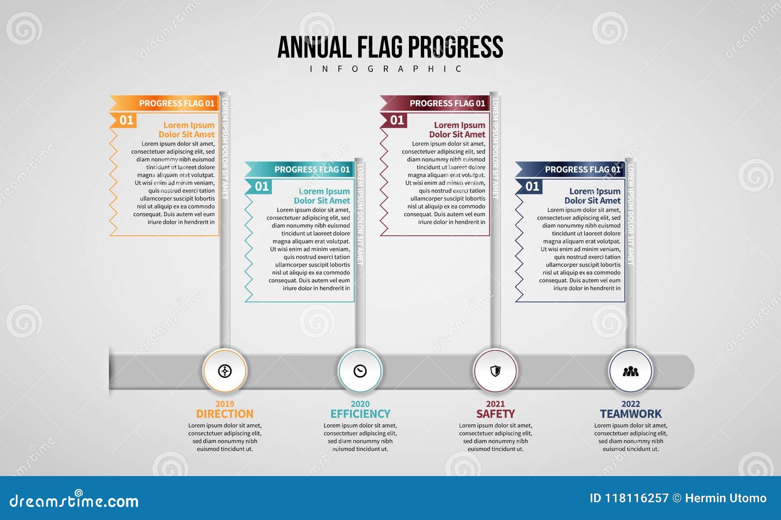 Annual Flag Progress Infographic Stock Vector - Illustration of factor ...