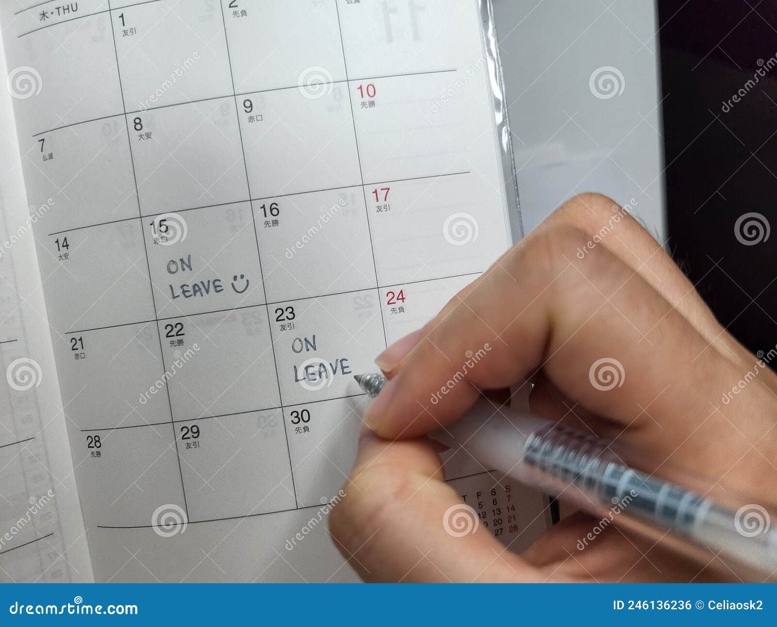 Annual Leave Planning on a Calendar Planner Stock Photo - Image of ...