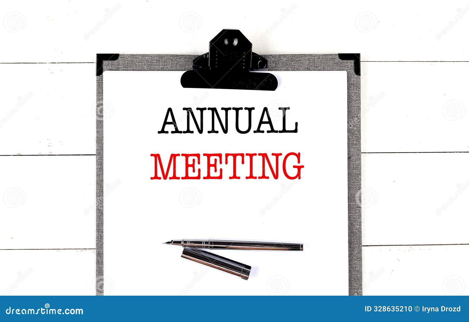ANNUAL MEETING Text on Clipboard on White Background Stock Photo ...