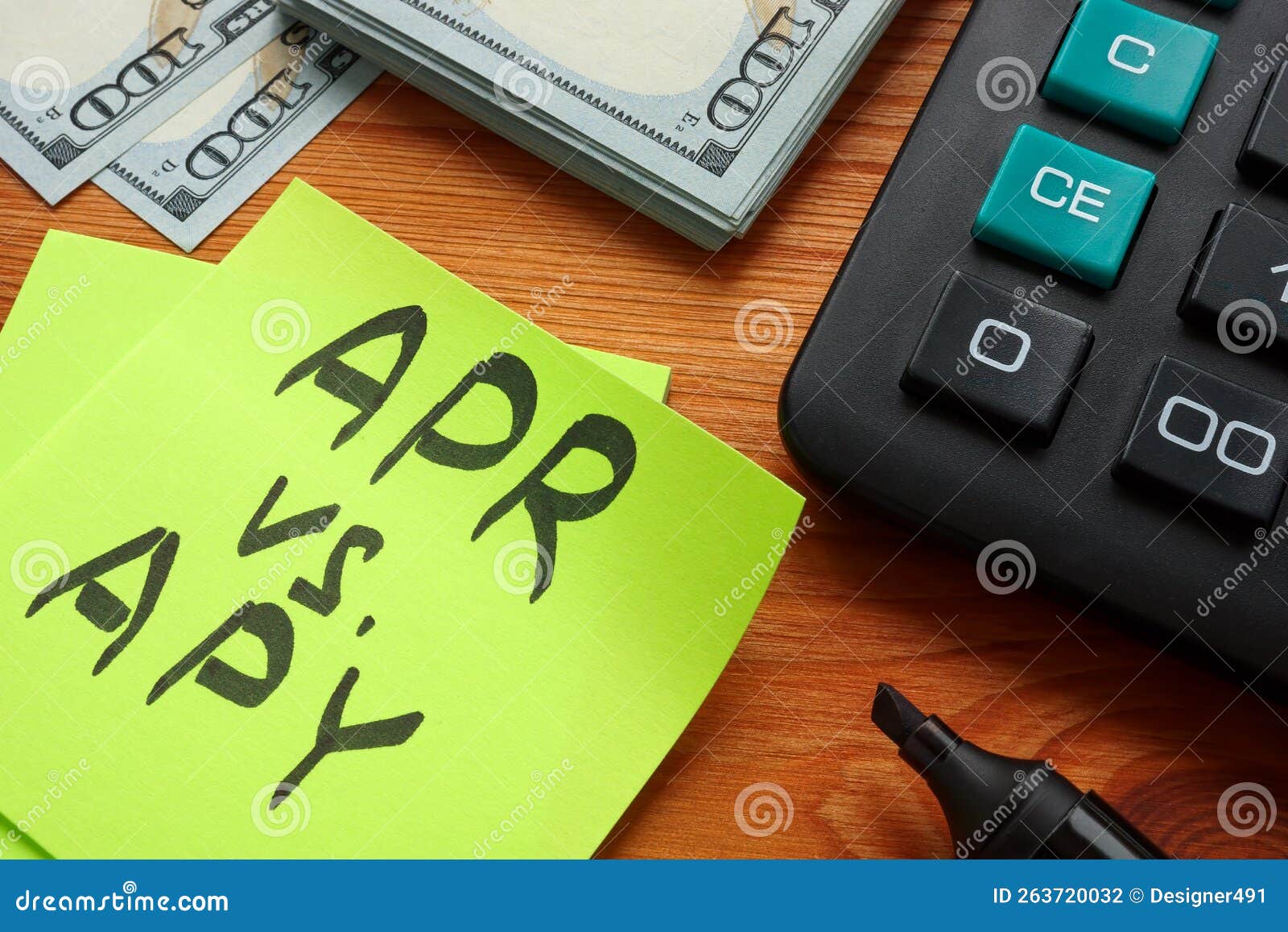 Annual Percentage Rate APR Vs APY Yield on the Memory Stick. Stock ...