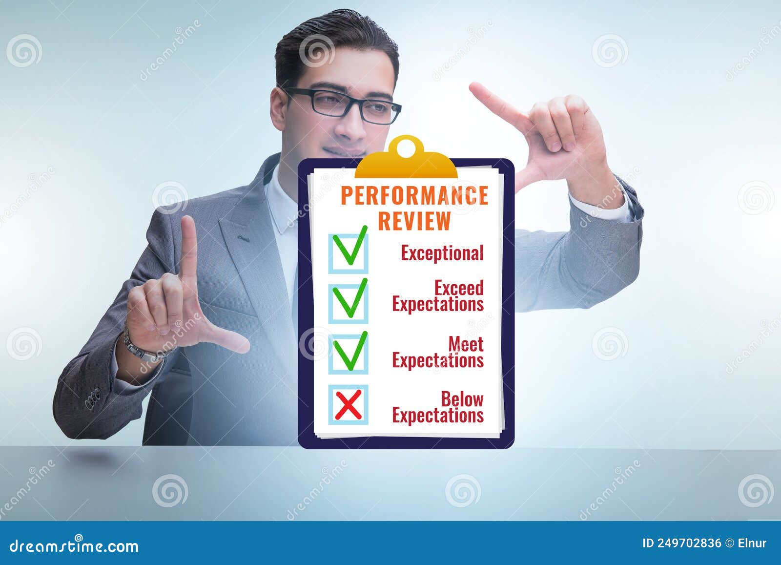 Annual Performance Review Concept with Businessman Stock Photo - Image ...