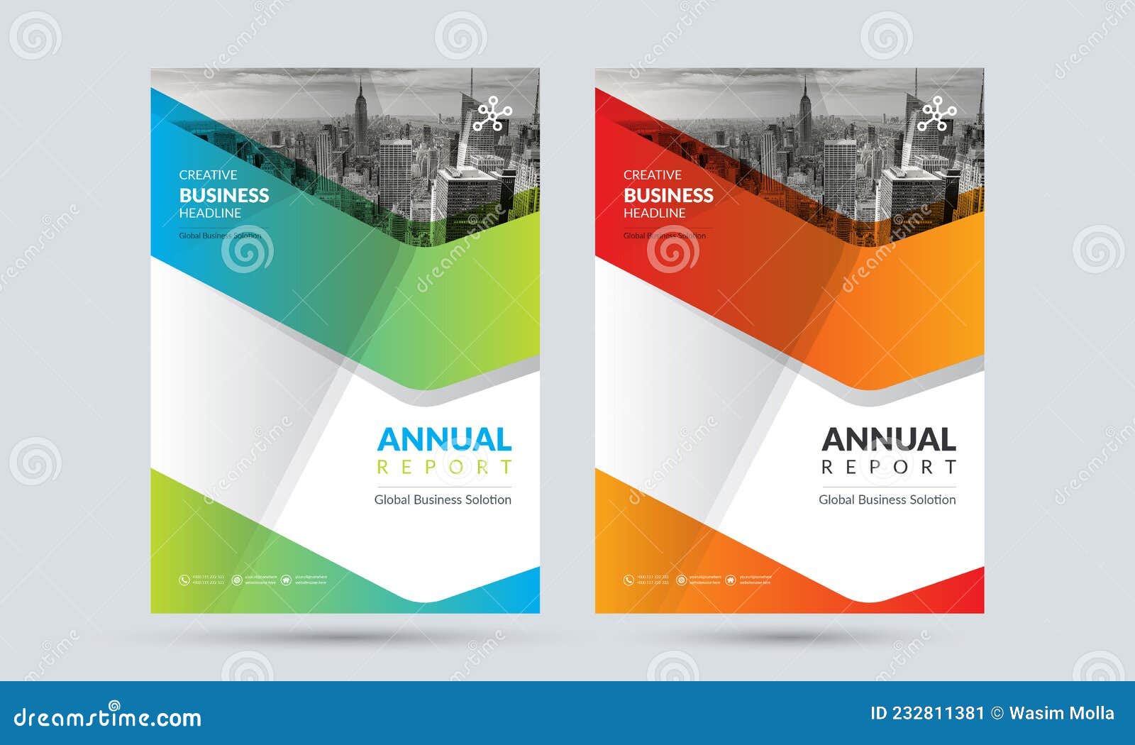 Gradient Color Annual Report Design Template Concept Stock Vector ...