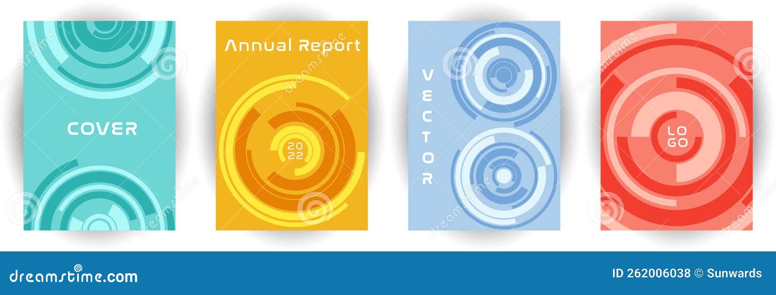 Annual Report Cover Page Layout Vector Collection with Aim Goal Circle ...