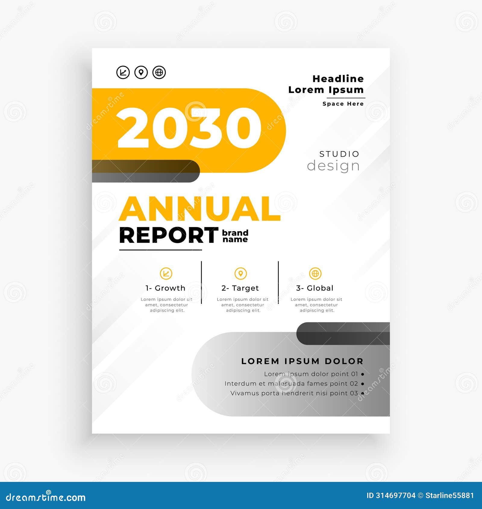 A4 Annual Report Cover Page Layout with Yellow Theme Stock Vector ...