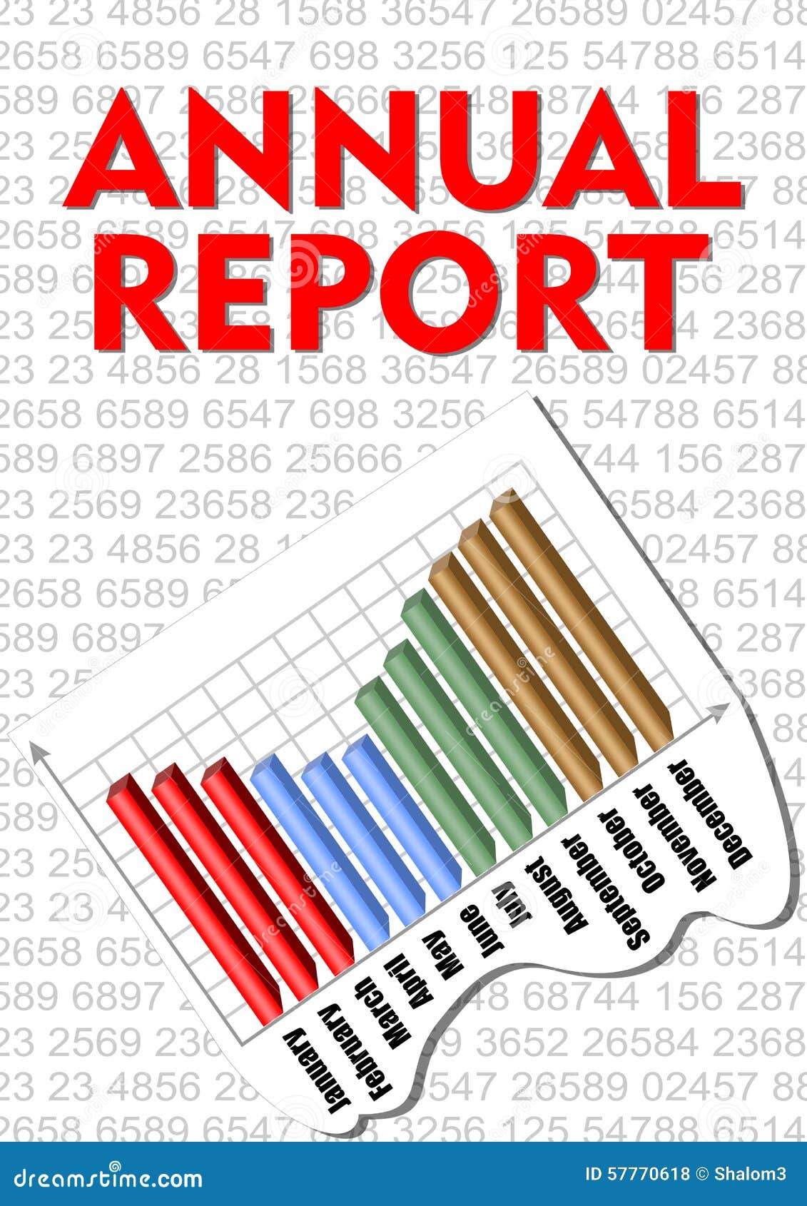Annual Report Cover with Small Numbers and Yearly Graph with Month ...