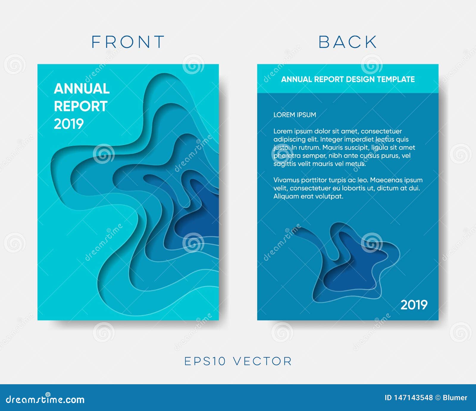 Annual Report Cover Vector Paper Cut Design Stock Vector - Illustration ...
