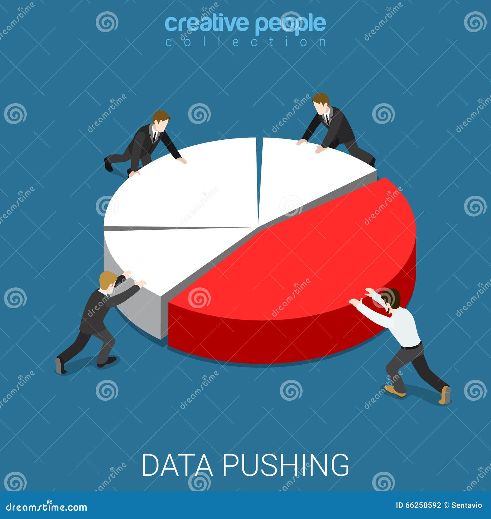 Annual Report Data Push Diagram Pie Chart Flat Isometric Vector Stock ...