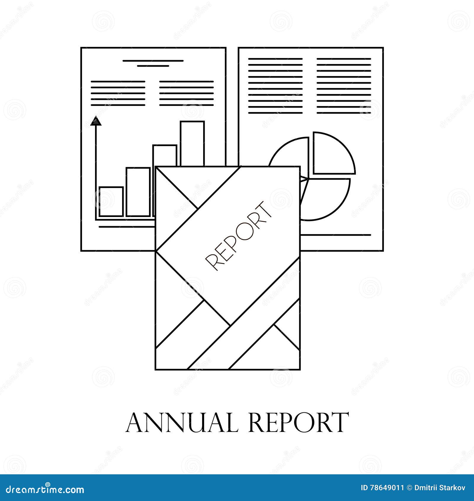 Annual Report Icon or Logo Line Art Style. Stock Vector - Illustration ...