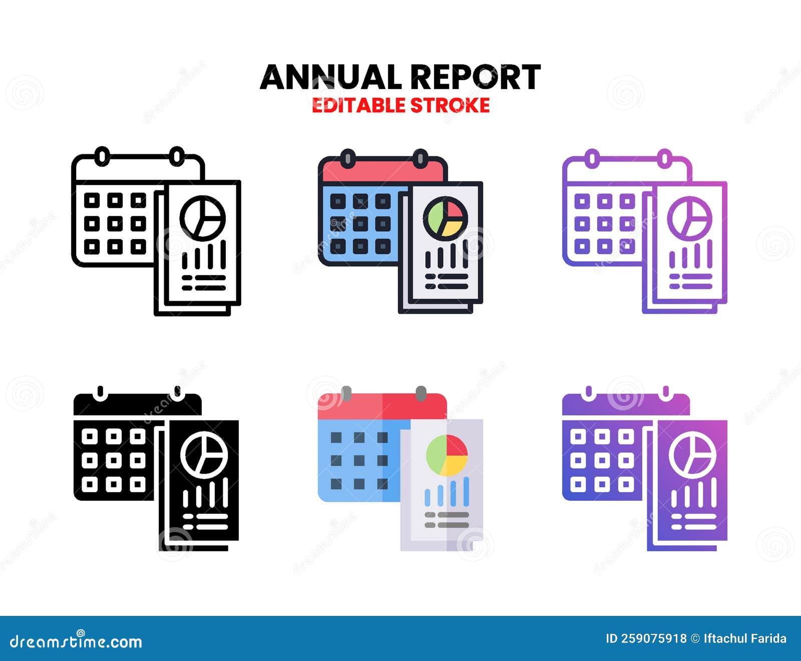 Annual Report Icon Set with Different Styles. Stock Illustration ...