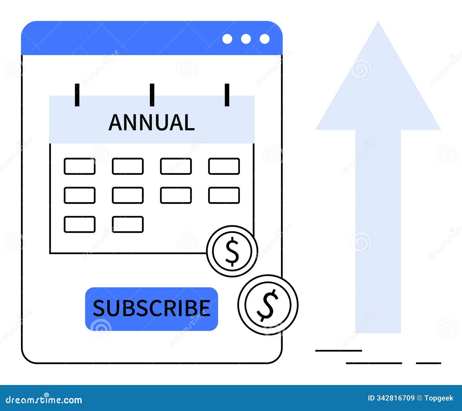 Annual Subscription Model with Calendar and Payment Icon Highlighting ...