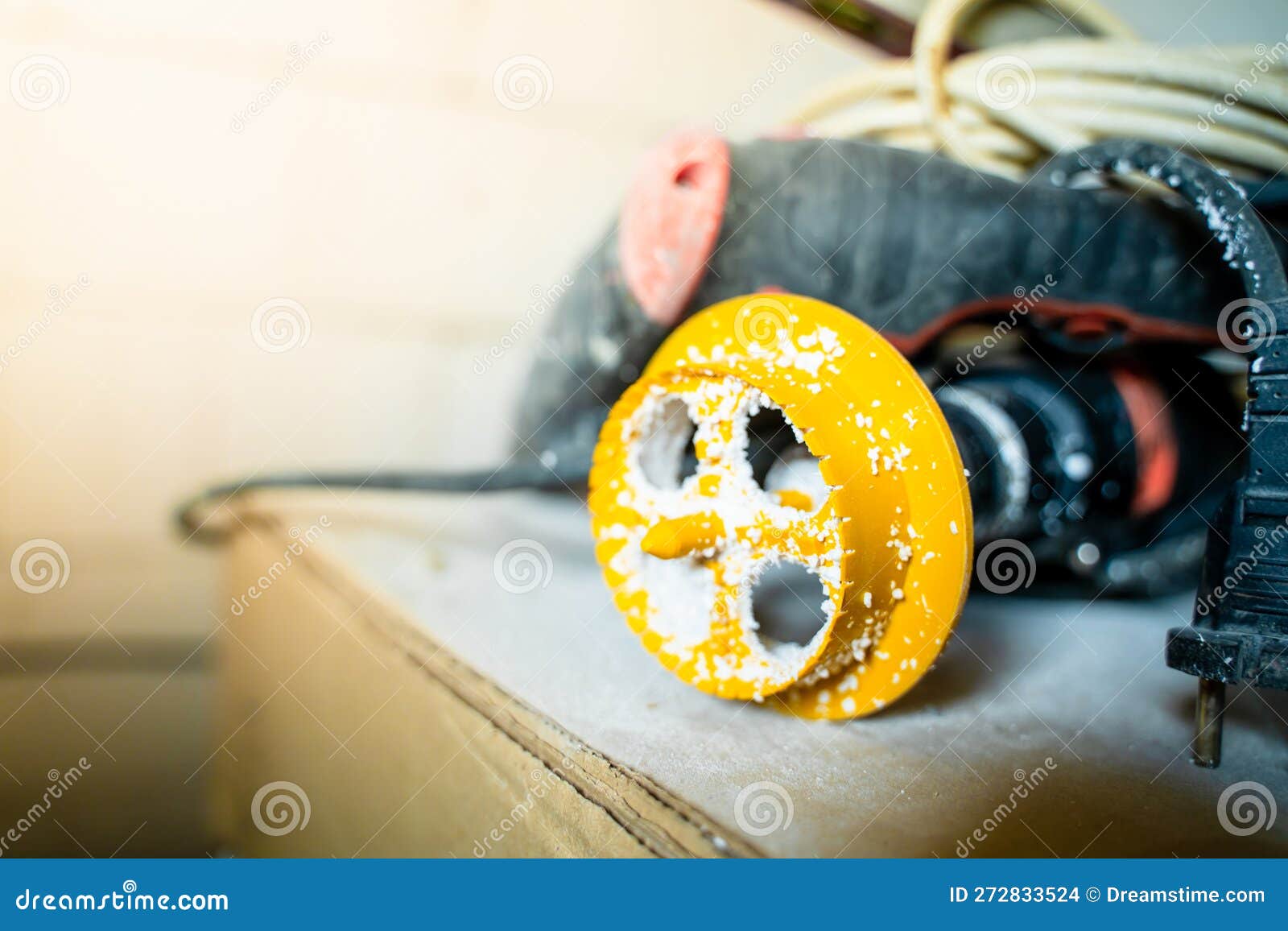 Annular XPS Cutter for Styrofoam Sheets Close-up on a Drill. Tool for ...