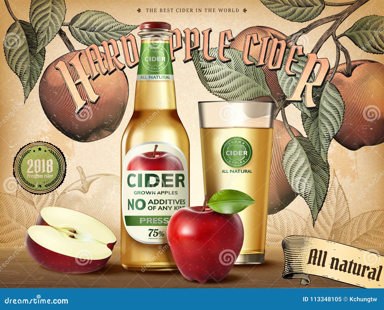 Annunci Duri Del Sidro Di Mela Illustrazione Vettoriale - Illustrazione ...