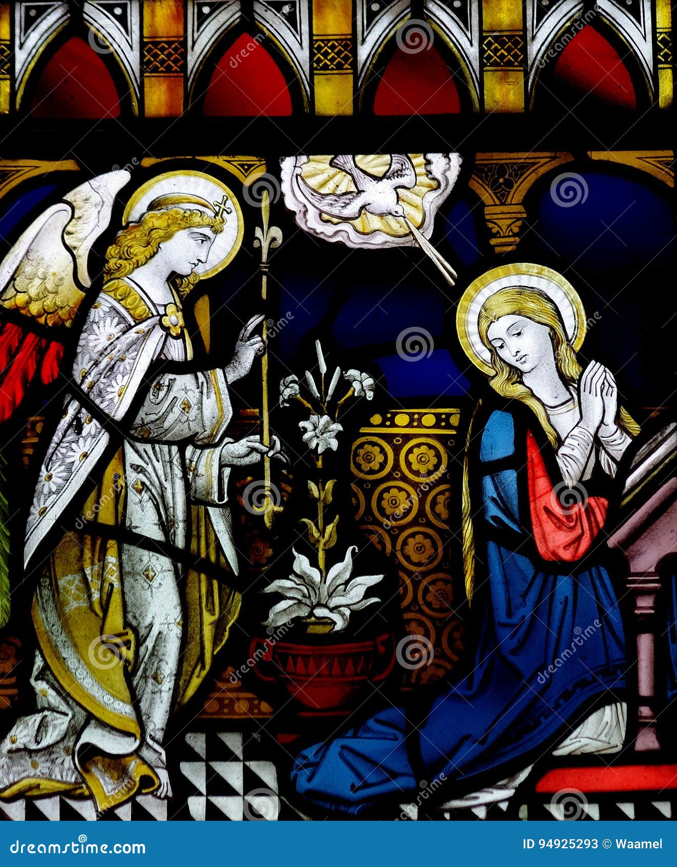 Annunciation in Stained Glass Editorial Stock Photo - Illustration of ...