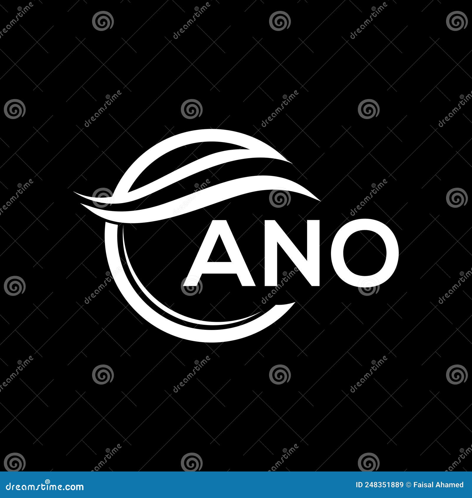 ANO Letter Logo Design on Black Background. ANO Creative Circle Letter ...