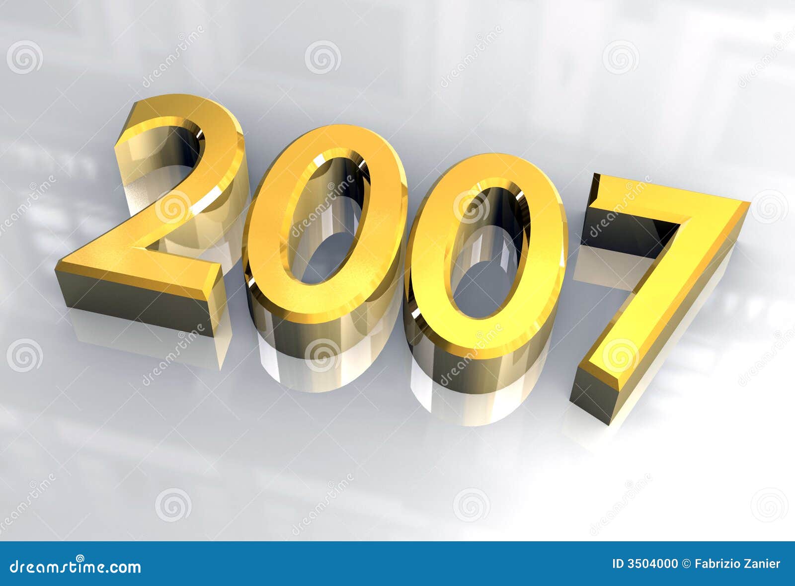 Ano novo 2007 no ouro (3D) ilustração stock. Ilustração de data - 3504000