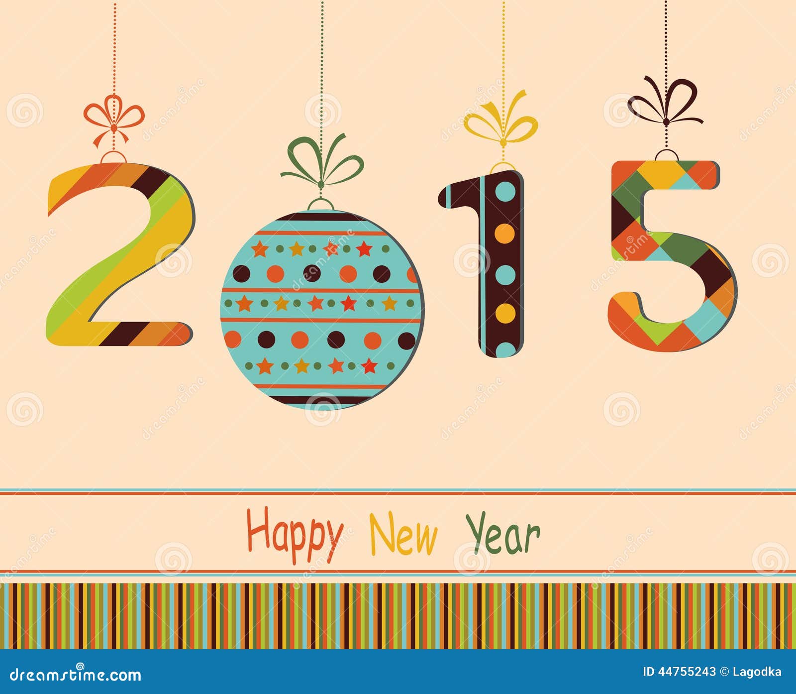 Ano novo feliz 2015 ilustração do vetor. Ilustração de cavalo - 44755243