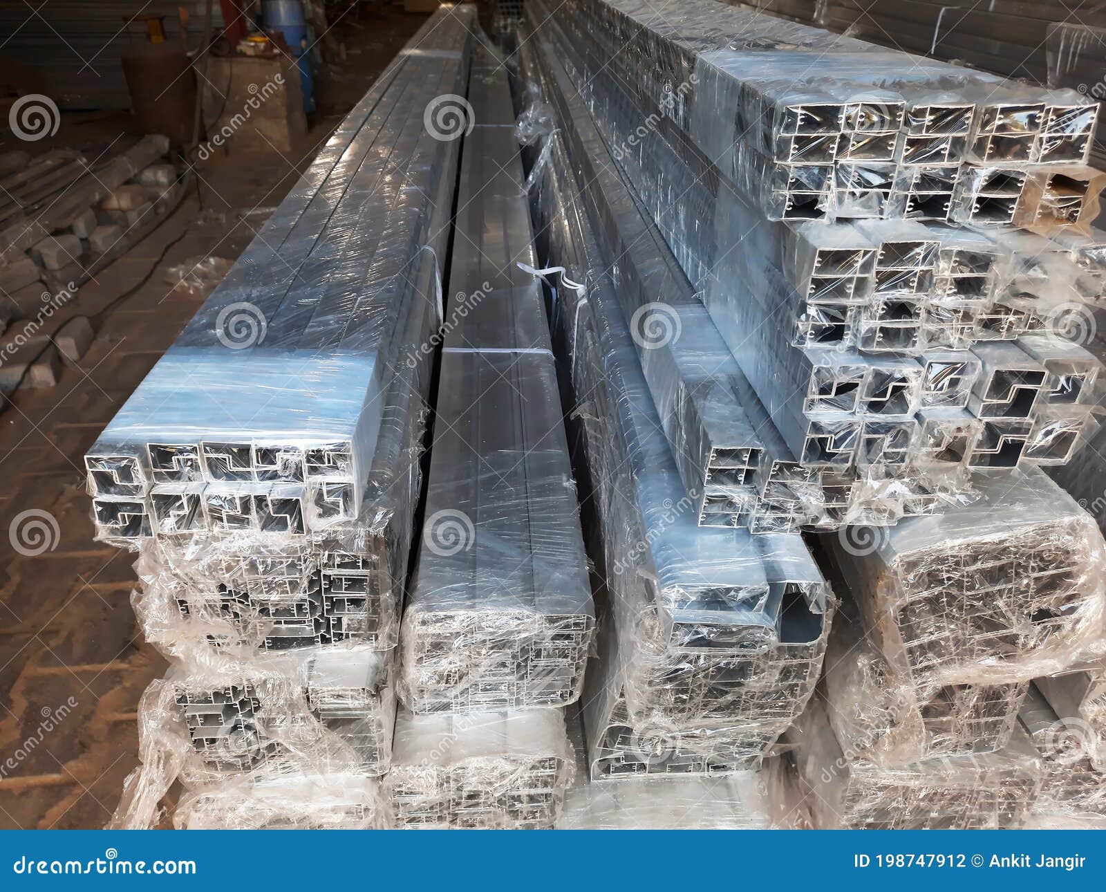 Anodized Aluminium Metal Frames Wrapped in Polythene in a Factory Stock ...