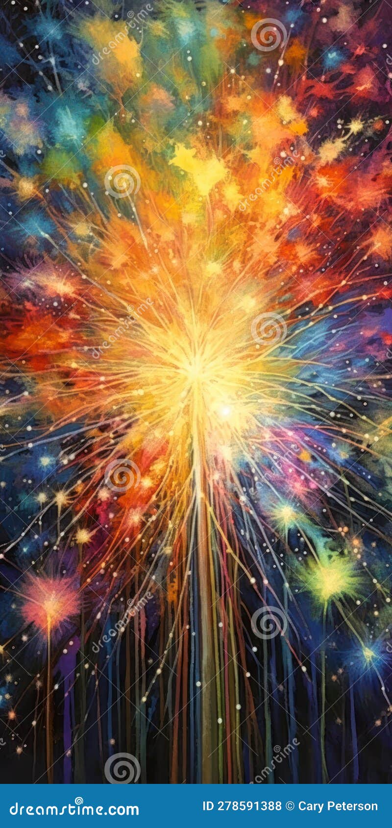 Anomalous Object Causes Large Explosion of Pastel Fireworks Stock ...