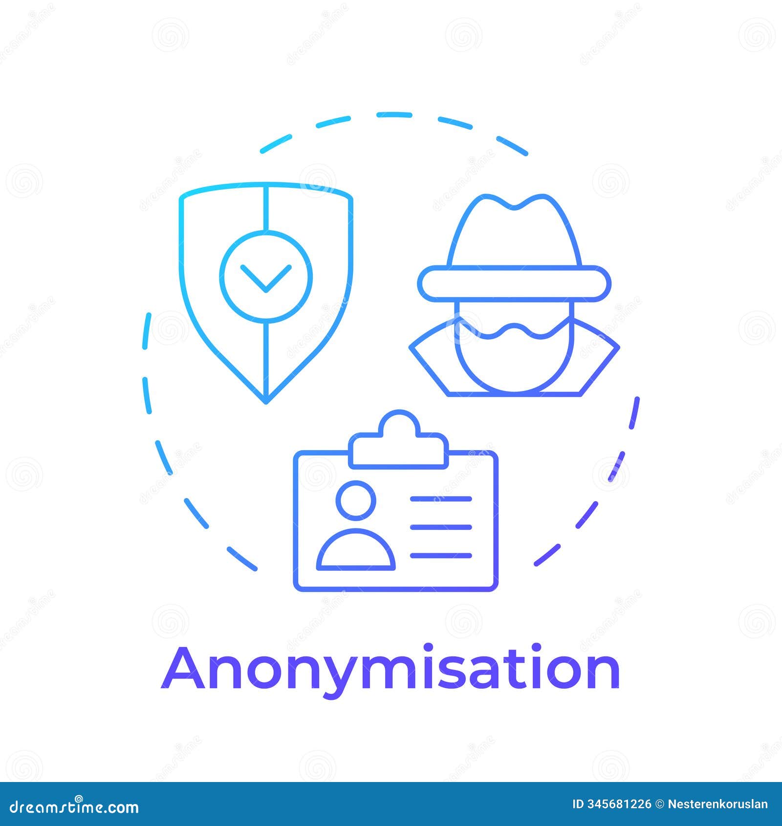 Anonymisation Blue Gradient Concept Icon Stock Illustration ...