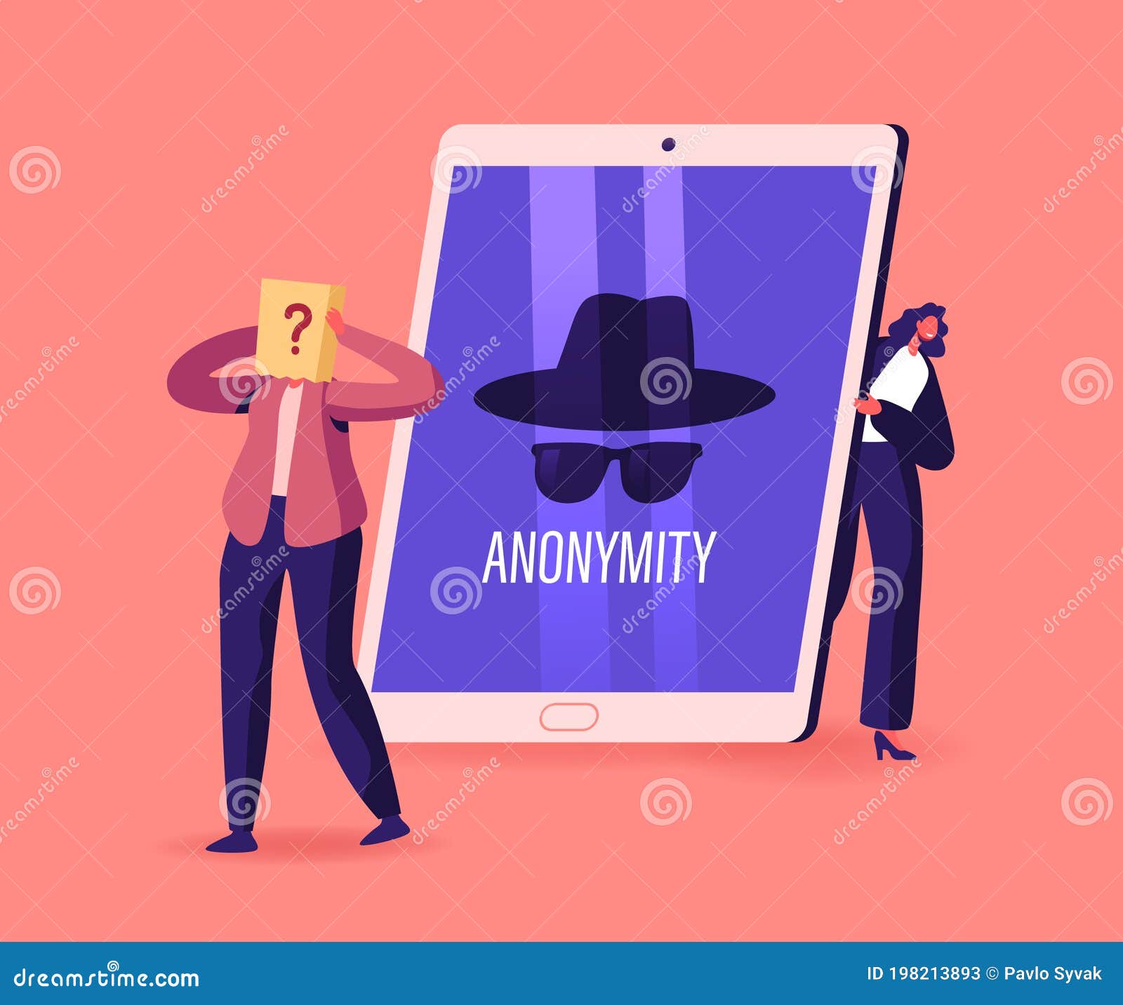 Female Hiding Real Individuality, Vector Cartoon Stick Figure ...