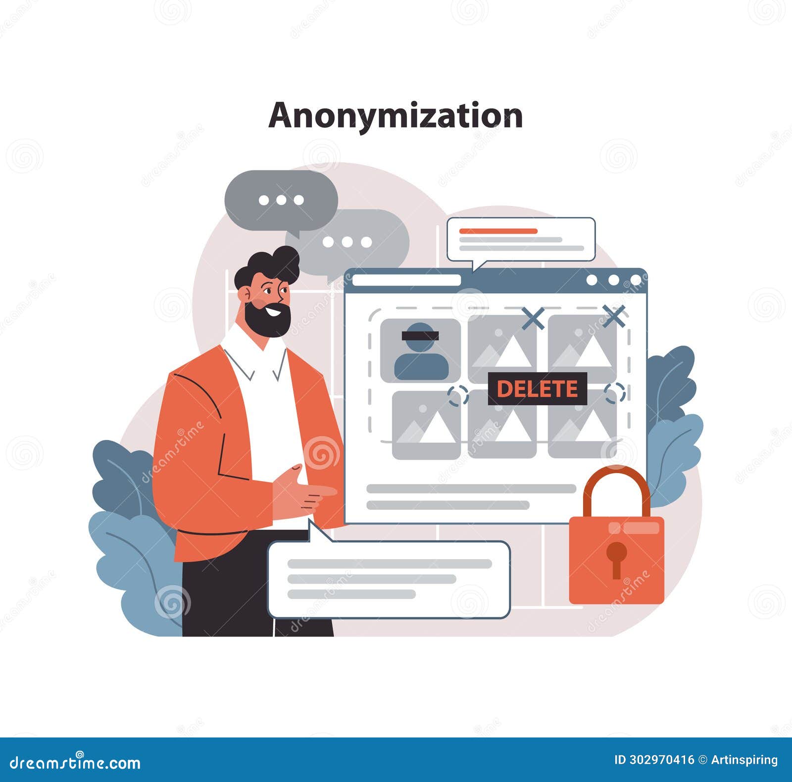 Anonymization Concept. Flat Vector Illustration Stock Vector ...