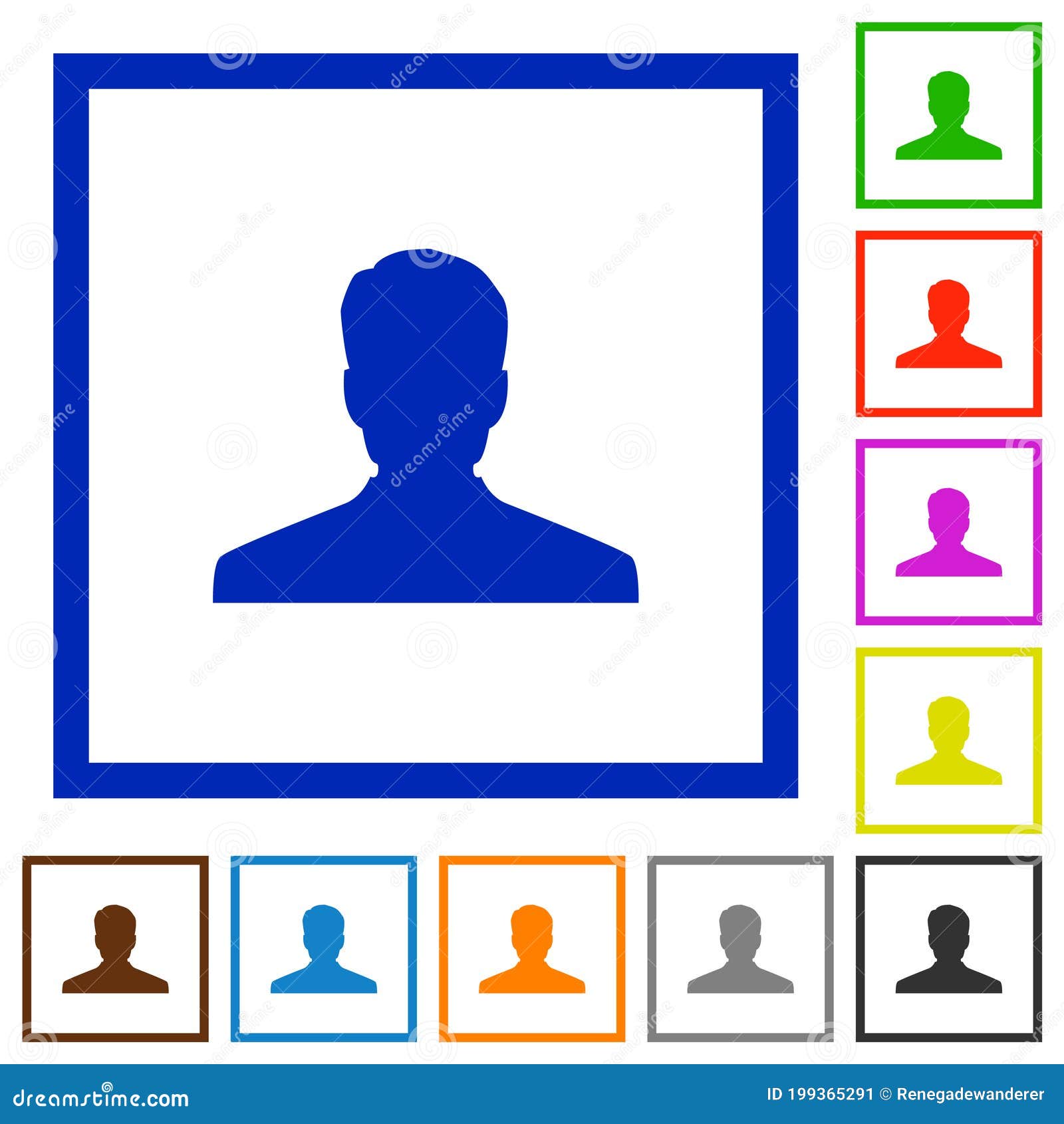 Anonymous Avatar Flat Framed Icons Stock Vector - Illustration of ...