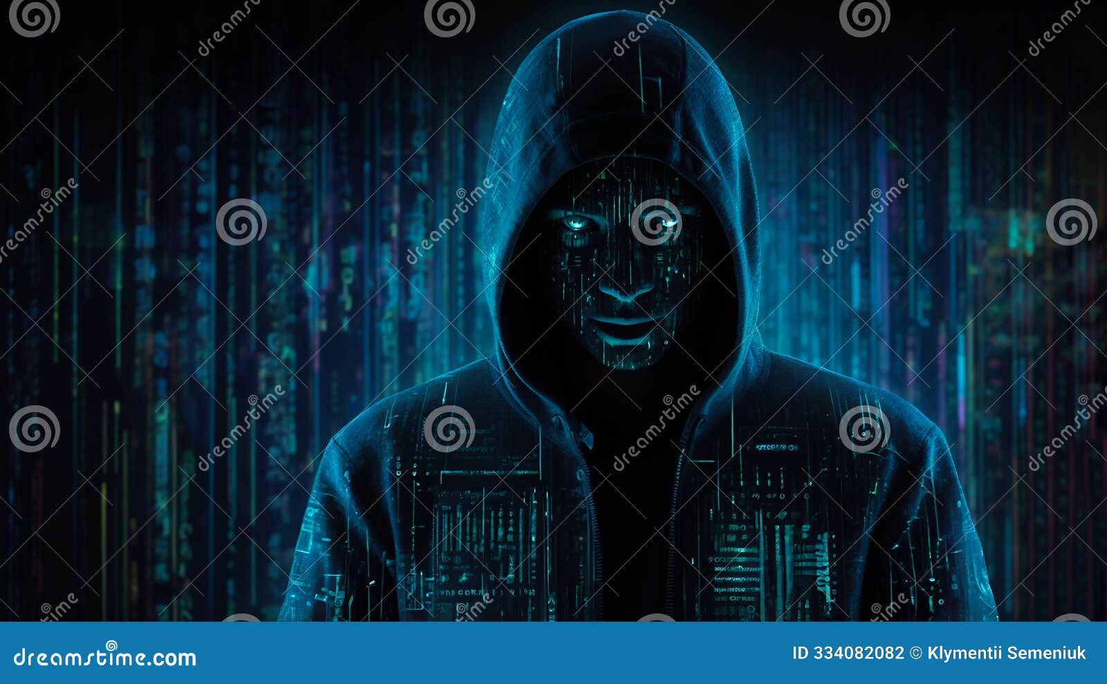 Anonymous Binary Code Hacker Under The Jacket Hood With Generative Ai