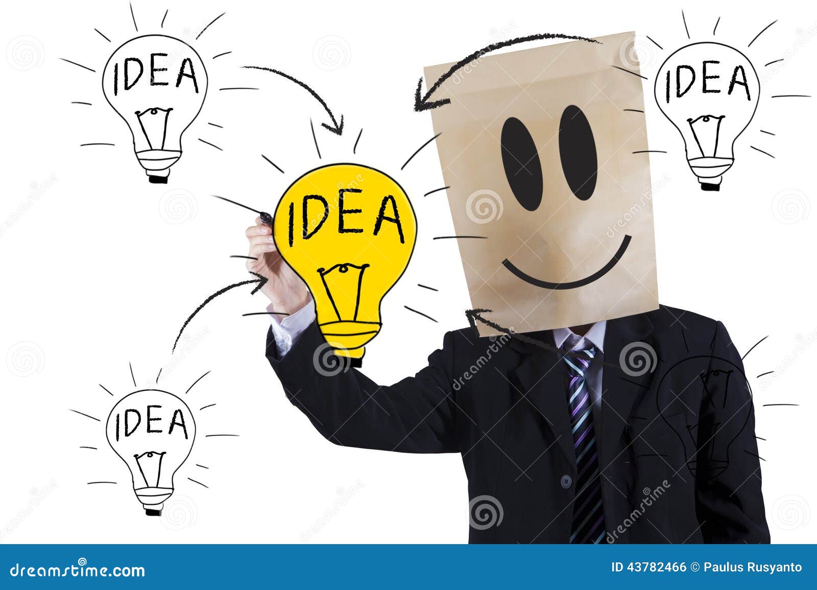 Anonymous Businessman Writing Idea Stock Photo - Image of head ...